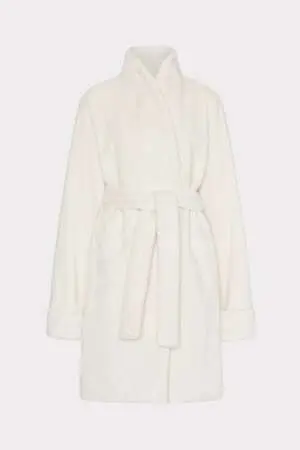 MILLY Faux Mink Wrap Coat - Winter White
