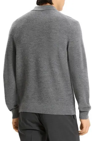 Theory Quarter Zip Cashmere Sweater - Dark Grey Melange