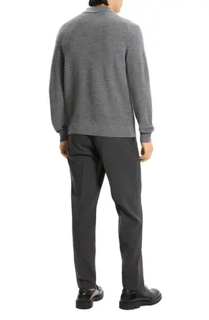 Theory Quarter Zip Cashmere Sweater - Dark Grey Melange