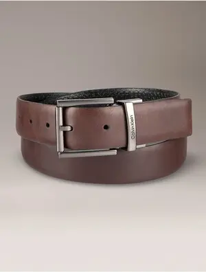Calvin Klein Allover Monogram Logo Reversible Harness Buckle Belt