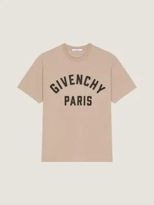 Givenchy T-shirt In Cotton With Paris Embroidery - Beige/black