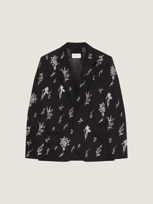 Givenchy Single Breasted Jacket In Crystal Embroidered Wool