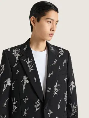Givenchy Single Breasted Jacket In Crystal Embroidered Wool