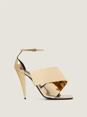 Givenchy Sliced Square Heeled Mirror Leather Sandals - Golden