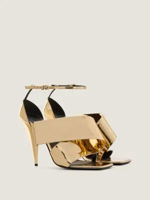 Givenchy Sliced Square Heeled Mirror Leather Sandals - Golden