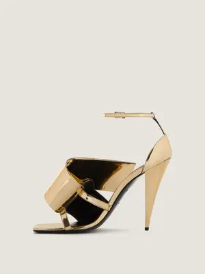 Givenchy Sliced Square Heeled Mirror Leather Sandals - Golden