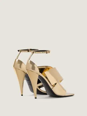 Givenchy Sliced Square Heeled Mirror Leather Sandals - Golden