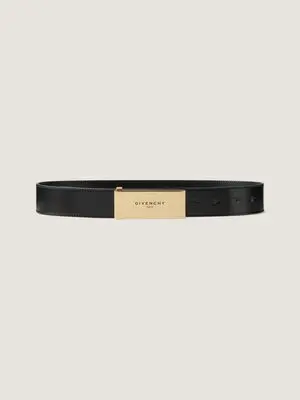 Givenchy Label Belt In Box Leather - Black