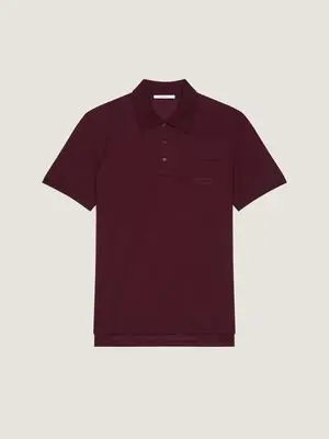 Givenchy Polo In Cotton With Patch - Burgundy