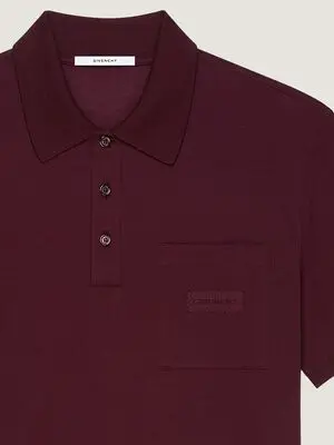 Givenchy Polo In Cotton With Patch - Burgundy