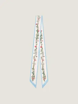 Givenchy Bandeau In Silk With Floral Print - Baby Blue/white