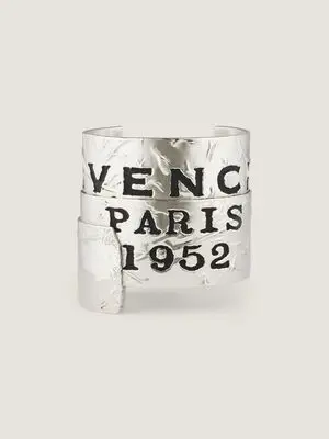 Givenchy Tape Cuff In Metal And Enamel - Antic Silvery
