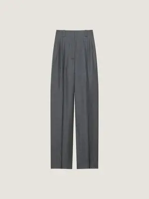 Givenchy Double Pleat Wool Pants - Grey Mix
