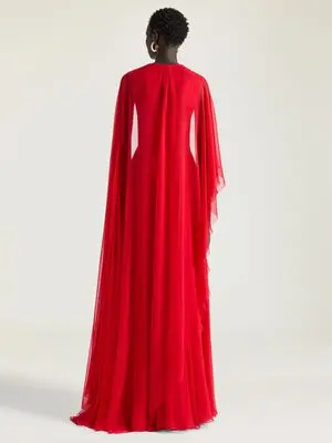 Givenchy Chiffon Evening Dress With Cape