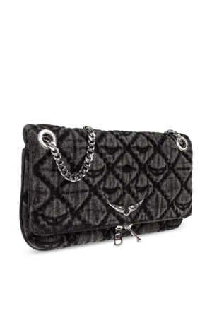 Zadig&Voltaire Denim Shoulder Bag With Logo - Grey