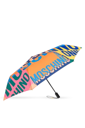 Moschino Folding Umbrella With Logo - Multicolour