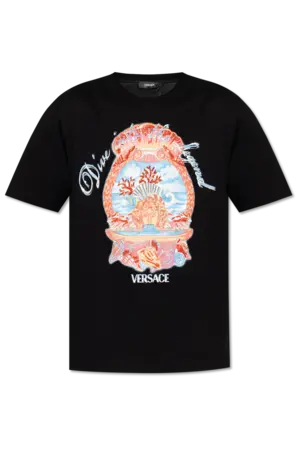 Versace T-shirt With Colorful Print - Black