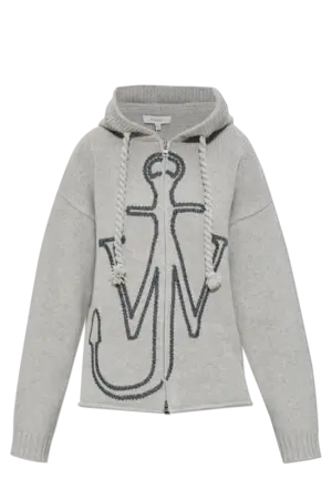JW Anderson Wool Cardigan With Embroidered Anchor