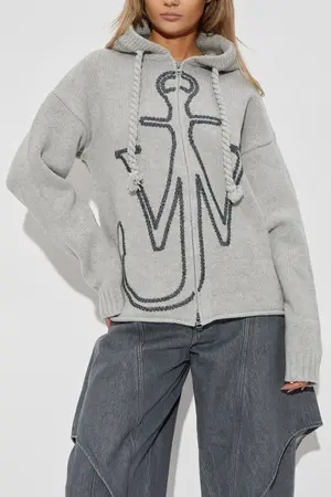 JW Anderson Wool Cardigan With Embroidered Anchor