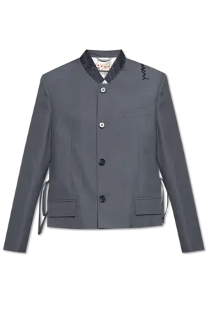 Marni Virgin Wool Jacket With Raw Cut Details