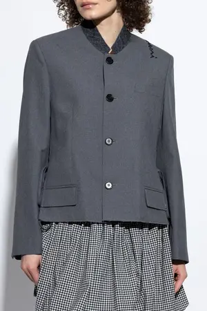 Marni Virgin Wool Jacket With Raw Cut Details