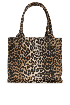 GANNI Leopard Print Shopper Bag - Beige