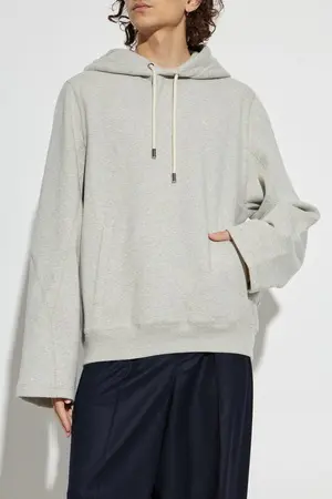 LANVIN Embroidered Logo Cotton-cashmere Sweatshirt - Grey