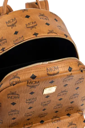 Mcm Backpack With Logo Detail - Brown