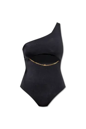 Dsquared2 Asymmetrical One-piece Swimsuit With Gold Chain Detail - Black