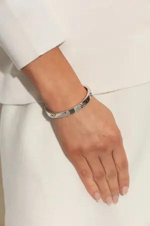 Kate Spade New York Embossed Logo Brass Bracelet - Silver