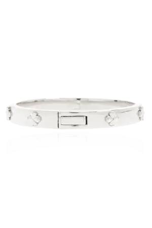 Kate Spade New York Embossed Logo Brass Bracelet - Silver