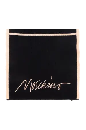Moschino Wool Scarf With Logo - Black