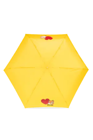 Moschino Folding Umbrella With Logo - Yellow