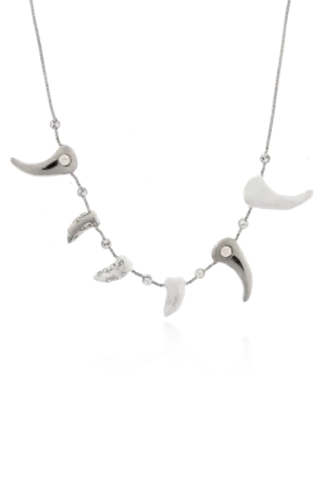 Marni Claw Pendant Brass Necklace - Silver