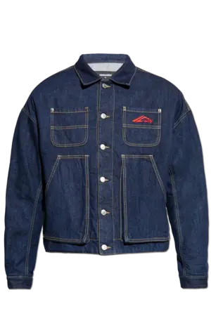 Dsquared2 Icon Embroidered Denim Trucker Jacket - Navy Blue