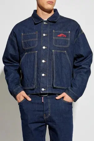 Dsquared2 Icon Embroidered Denim Trucker Jacket - Navy Blue