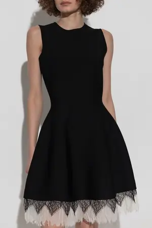 Alexander McQueen Sleeveless Dress With Lace Hem