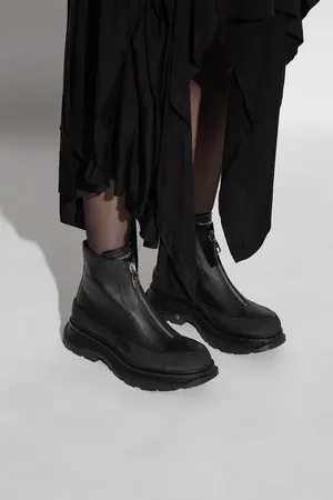 Alexander McQueen Leather Platform Ankle Boots