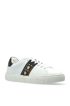 Versace Leather Sneakers With Gold Accents