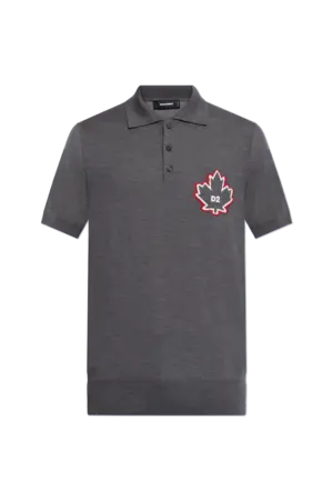 Dsquared2 Wool Polo With Embroidered Logo - Grey