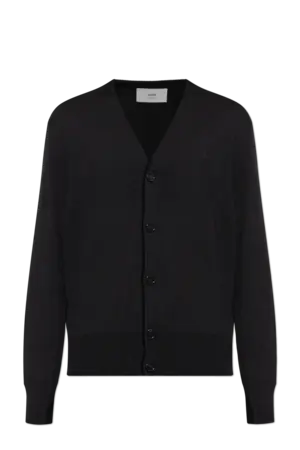 AMI Paris Wool Cardigan With Embroidered Logo