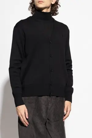 AMI Paris Wool Cardigan With Embroidered Logo