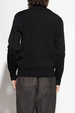 AMI Paris Wool Cardigan With Embroidered Logo