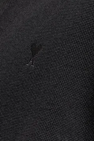 AMI Paris Wool Cardigan With Embroidered Logo
