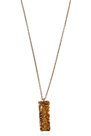 Versace Necklace With Logo Pendant - Gold