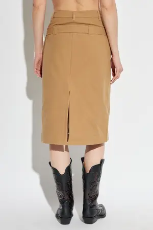 GANNI Belted Midi Skirt