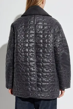 GANNI Quilted Oversized Jacket - Grey