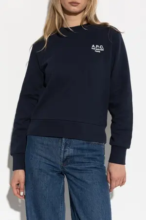 A.p.c. Sweatshirt With Embroidered Logo - Navy Blue