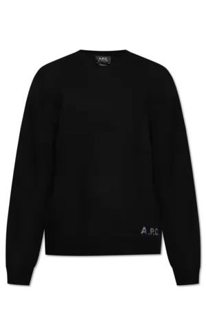 A.p.c. Wool Sweater With Logo - Black