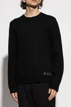 A.p.c. Wool Sweater With Logo - Black